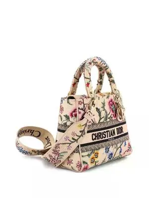 Dior Lady D-lite Embroidered Raffia Medium Satchel - Neutrals