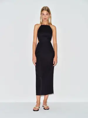 REFORMATION Trista Linen Maxi Dress - Black