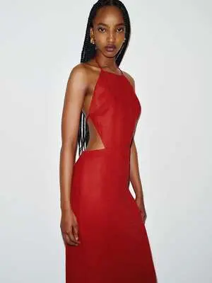 REFORMATION Trista Linen Maxi Dress - Red