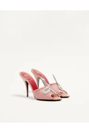 Valentino Garavani Coeur Vipère Mesh Slide Sandal 105mm - Pink