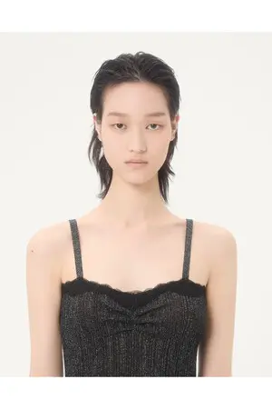 Valentino Garavani Lurex Knit Top With Lace Details