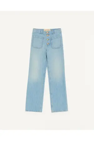 Valentino Garavani Pants With Gold Buttons - Denim