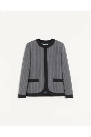 Valentino Garavani Pinstripe Wool Jacket - Black / White / Pink / Gray