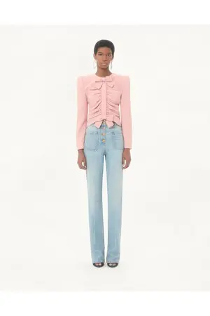 Valentino Garavani Cropped Jacket In Crispy Light Wool - Pink