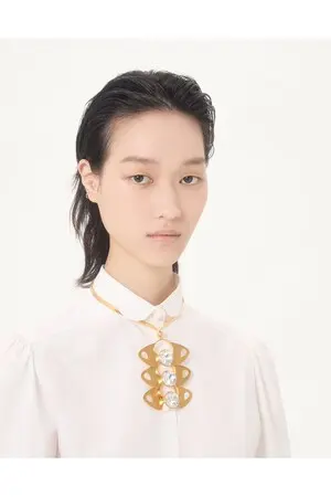 Valentino Garavani Pages Necklace In Metal And Crystals - Gold
