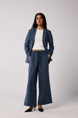 REISTOR Blazer And Wide-leg Pants Set - Stripe