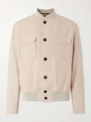 SLOWEAR Suede Bomber Jacket - Beige