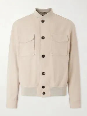 SLOWEAR Suede Bomber Jacket - Neutrals