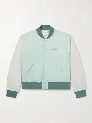 Visvim Varsity Embroidered Cotton Down Jacket - Green