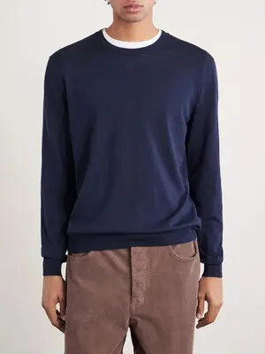 SLOWEAR Cotton And Silk-blend Crewneck Sweater - Blue