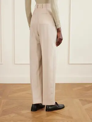 Wardrobe.NYC Pleated Wide-leg Wool Pants - Neutrals