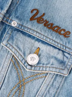 Versace Suede-trimmed Denim Jacket - Blue