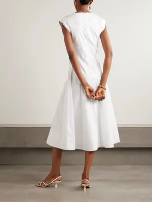 Veronica Beard Lisette Gathered Cotton-blend Poplin Midi Dress