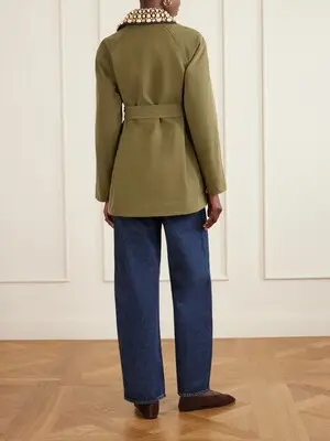 Veronica Beard Langham Dickey Embellished Woven Coat - Green