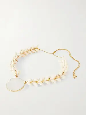 Tohum Design Concha -plated, Shell And Crystal Necklace - Gold