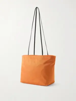 VALESQUE Spaghetti Leather-trimmed Satin-twill Tote