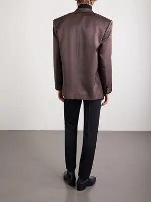 Saint Laurent Slim-fit Grain De Poudre Wool Tuxedo Trousers