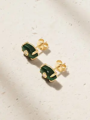 SYDNEY EVAN 14-karat Malachite And Diamond Earrings - Gold