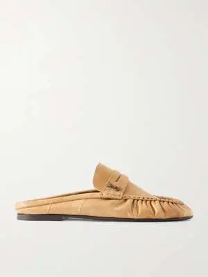 Saint Laurent Le Loafer Eel Slippers - Beige