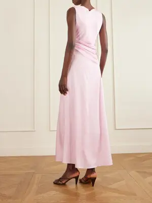 Simkhai Melaney Draped Gathered Satin Gown - Pink