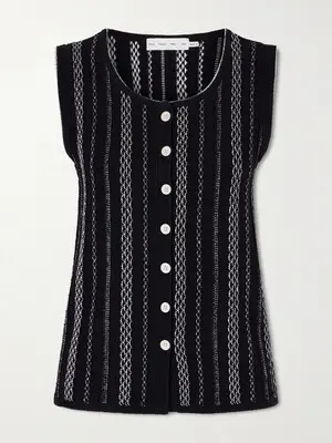 Proenza Schouler White Label Alyna Striped Jacquard-knit Vest - Black