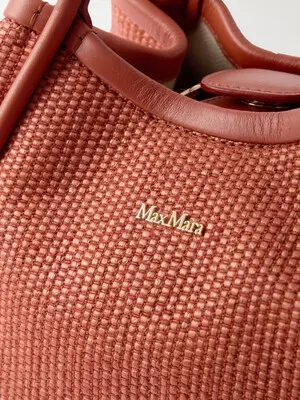 Max Mara Marine Extra Small Raffia-like Tote With Leather Trim - Red