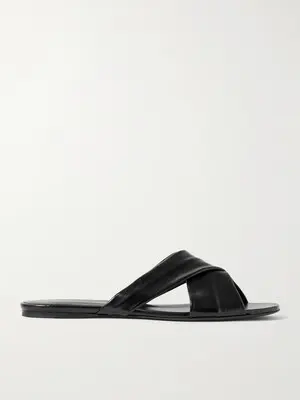 Khaite Liria Glossed-leather Sandals - Black