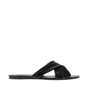 Khaite Liria Glossed-leather Sandals - Black