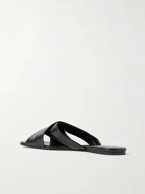 Khaite Liria Glossed-leather Sandals - Black