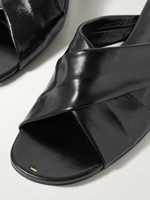 Khaite Liria Glossed-leather Sandals - Black