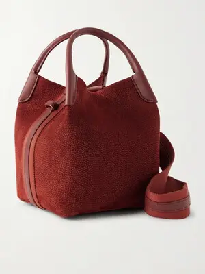 Loro Piana Bale Small Leather And Canvas-trimmed Nubuck Tote