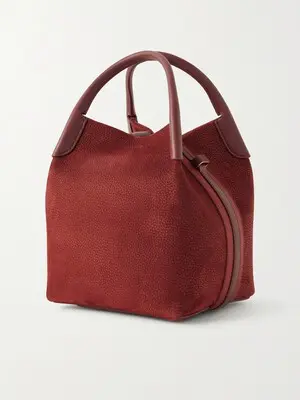 Loro Piana Bale Small Leather And Canvas-trimmed Nubuck Tote