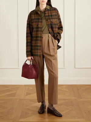 Loro Piana Bale Small Leather And Canvas-trimmed Nubuck Tote - Brown