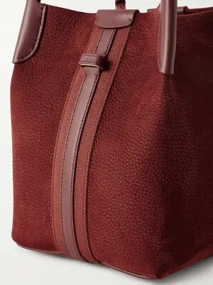 Loro Piana Bale Small Leather And Canvas-trimmed Nubuck Tote - Brown