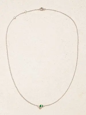 L’ATELIER NAWBAR Single Atom 18-karat White Enamel, And Diamond Necklace