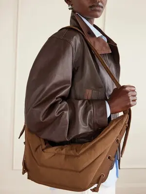 LEMAIRE Small Quilted Canvas Shoulder Bag - Brown