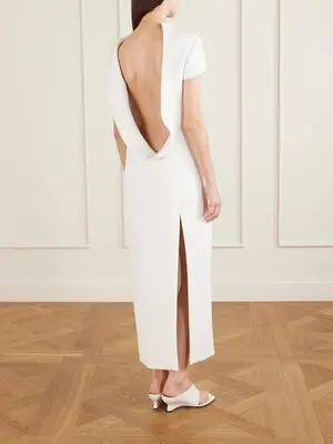 Khaite Iryl Open-back Draped Crepe Maxi Dress - White
