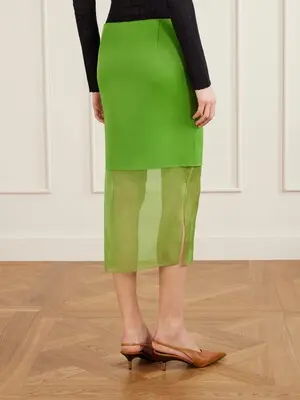 Khaite Sybil Layered Midi Skirt - Green