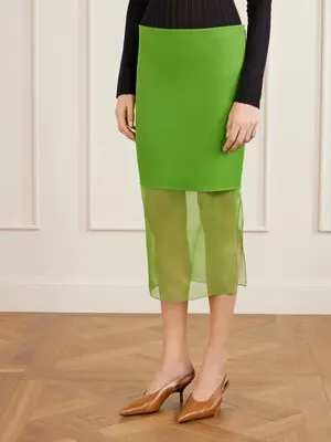 Khaite Sybil Layered Midi Skirt - Green
