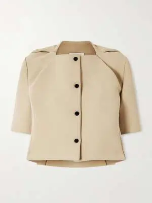 Khaite Franc Cropped Crepe Jacket - Beige