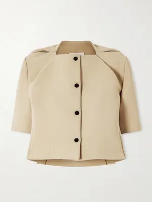 Khaite Franc Cropped Crepe Jacket - Neutrals