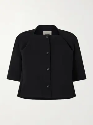 Khaite Franc Cropped Crepe Jacket - Black
