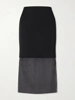 Khaite Sybil Layered Midi Skirt - Black