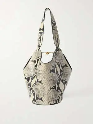 Khaite Lotus Mini Snake-effect Leather Tote - Snake Print