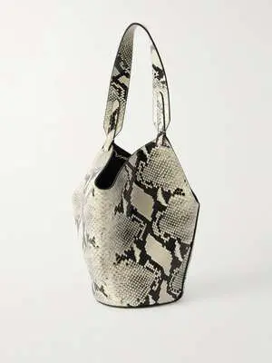 Khaite Lotus Mini Snake-effect Leather Tote - Snake Print