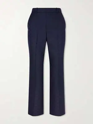 Gucci Jacquard-twill Tapered Trousers - Navy