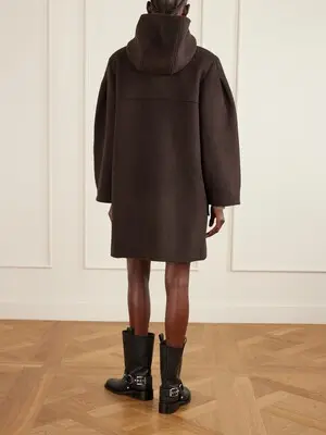 GANNI Hooded Wool-blend Duffle Coat - Brown