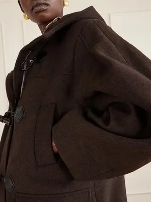 GANNI Hooded Wool-blend Duffle Coat - Brown
