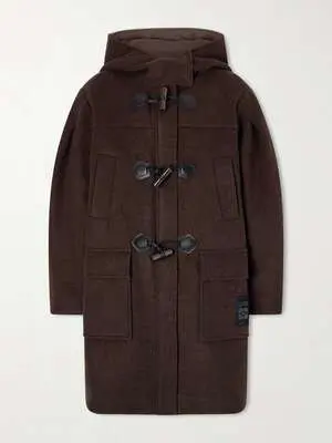 GANNI Hooded Wool-blend Coat - Dark Brown