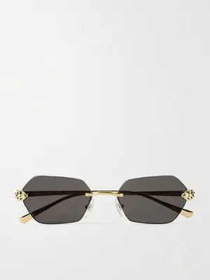 CARTIER Panthère De Rimless Hexagon-frame Sunglasses - Gold